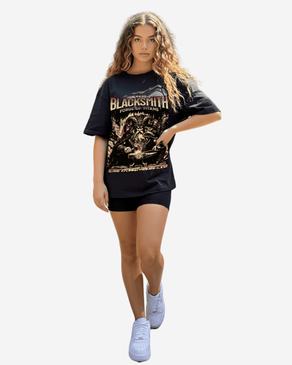 G West Blacksmith Forge Of Titans Oversized Women's T-Shirt